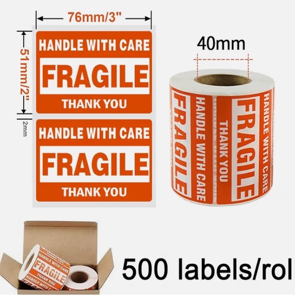 Office | New 50 Fragile Handle With Care Stickers | Poshmark